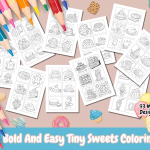 Bold and Easy Tiny Sweets Coloring Pages, 93 Mini Designs, Kids and ...