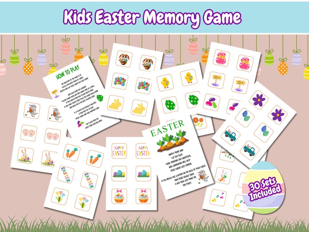 Kids Easter Memory Game, Printable Easter Matching Game, Printable ...