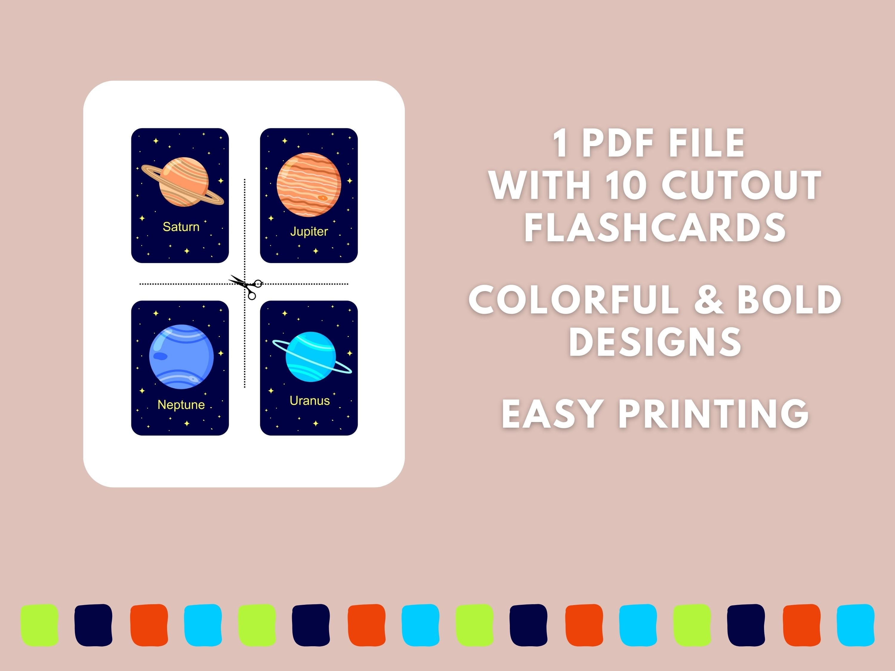 Space Flashcards for Preschool, Printable Flashcards, Space Teaching ...