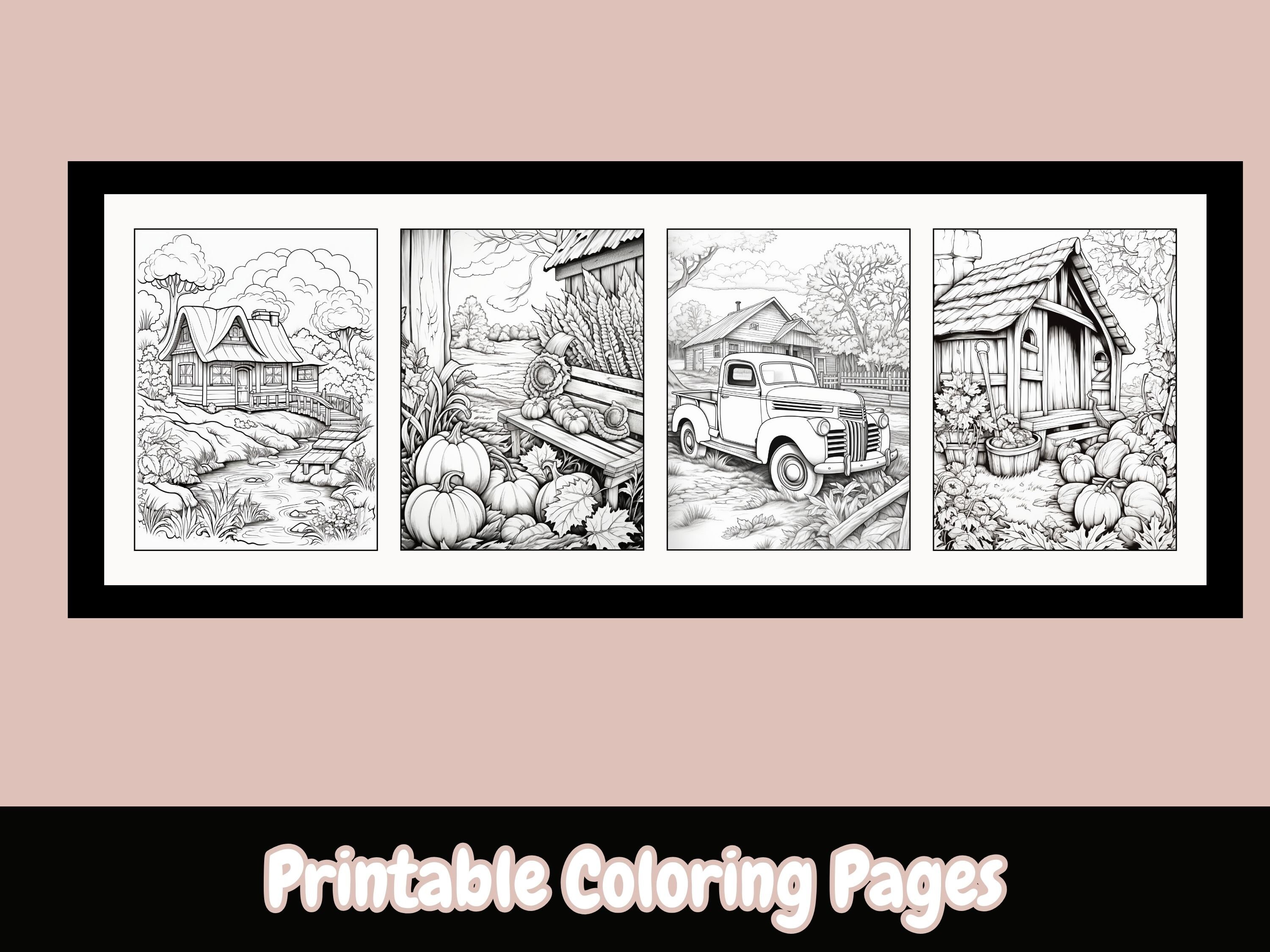 Country Fall Coloring Book, Coloring Book, Coloring Pages, Adult ...