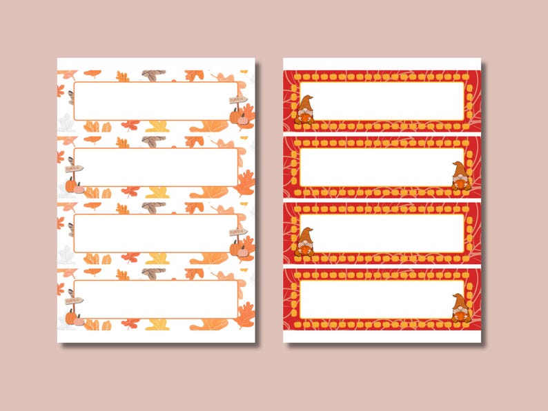 Fall Name Tags, Desk Name Labels, Fall DIY, Leaves Apples Pumpkins ...