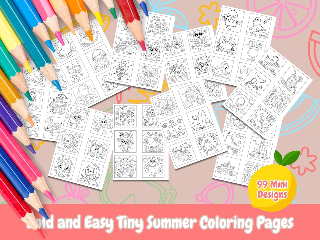 Bold and Easy Tiny Summer Coloring Pages, 99 Mini Designs, Kids and ...