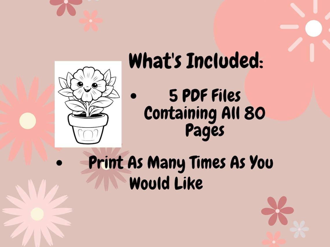 Kawaii Flower Coloring Pages for Kids, Kawaii, Coloring Book, Coloring ...