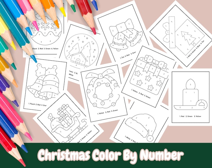 6 Christmas Color by Number Sheets | Christmas Activity for Kids ...