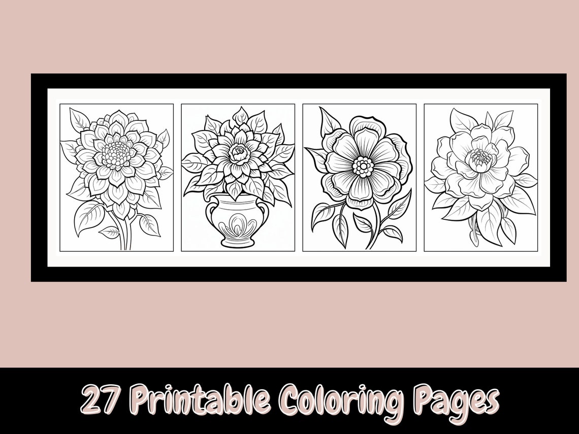 Bold and Easy Floral Coloring Pages, Flowers, Coloring Books, Coloring ...