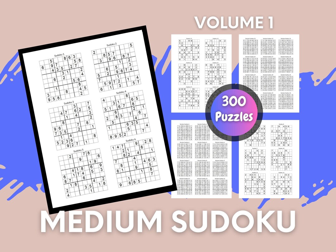 Sudoku Puzzles for Adults Medium Volume 1, 300 Medium Puzzles, Sudoku ...