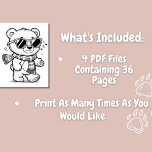 Beary Cute Coloring Pages, Adults and Kids, Instant Download, Coloring ...