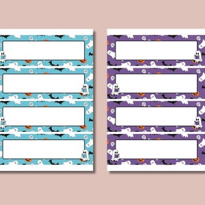 Halloween Name Tags, Desk Name Labels, Halloween DIY, Cute Ghost Bat ...