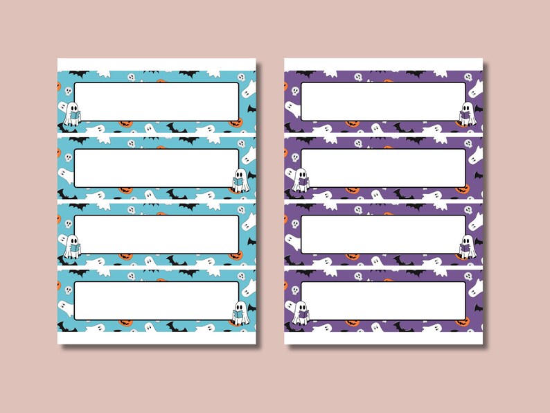 Halloween Name Tags, Desk Name Labels, Halloween DIY, Cute Ghost Bat ...