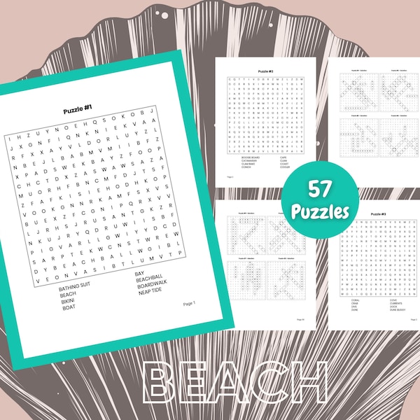 Beach Themed Word Search - Etsy