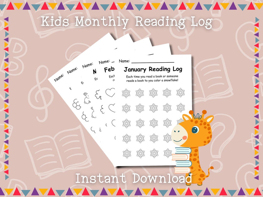 Kids Monthly Reading Log, Printable, Book Challenge Chart, Reading ...