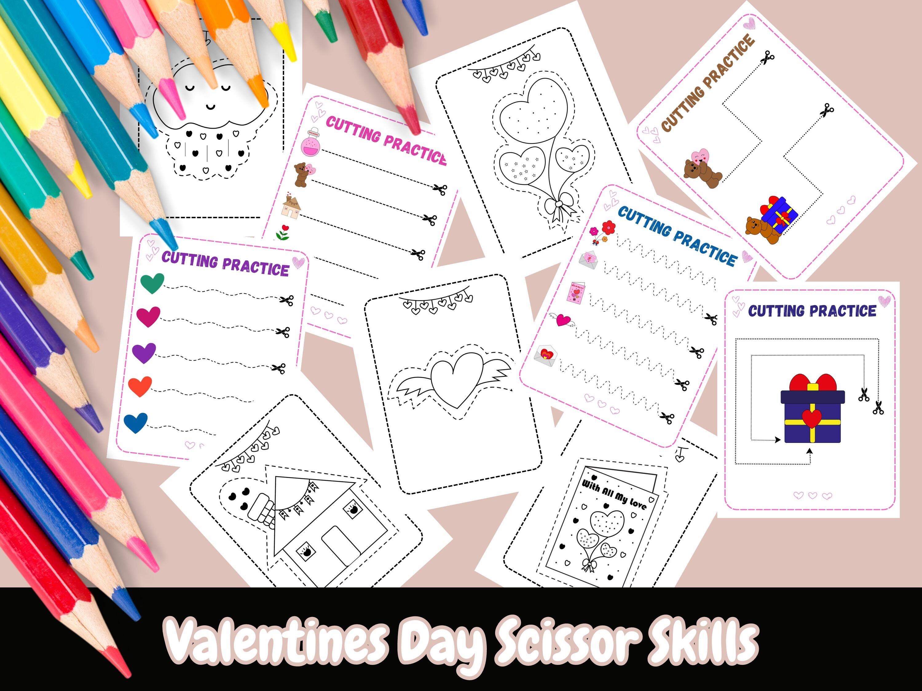 Valentine's Day Scissor Skills, Preschool Activity Book, Valentines Day ...