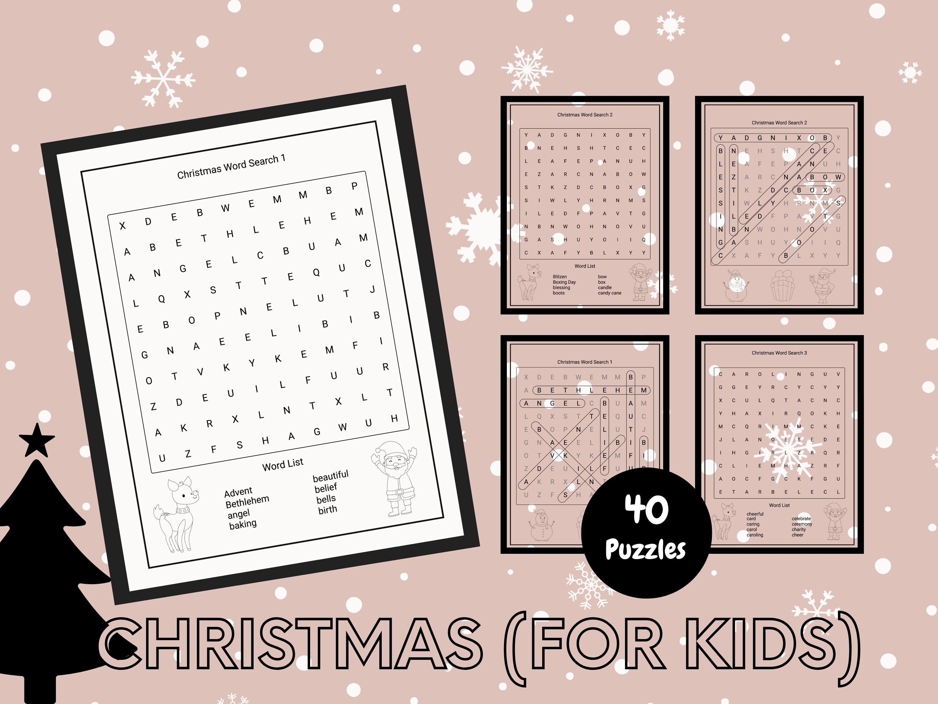 Word Search Puzzle Christmas Word Search for Kids Christmas - Etsy UK