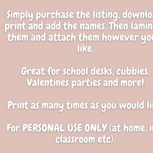 Valentines Name Tags, Desk Name Labels, Valentines DIY, Cute Hearts ...