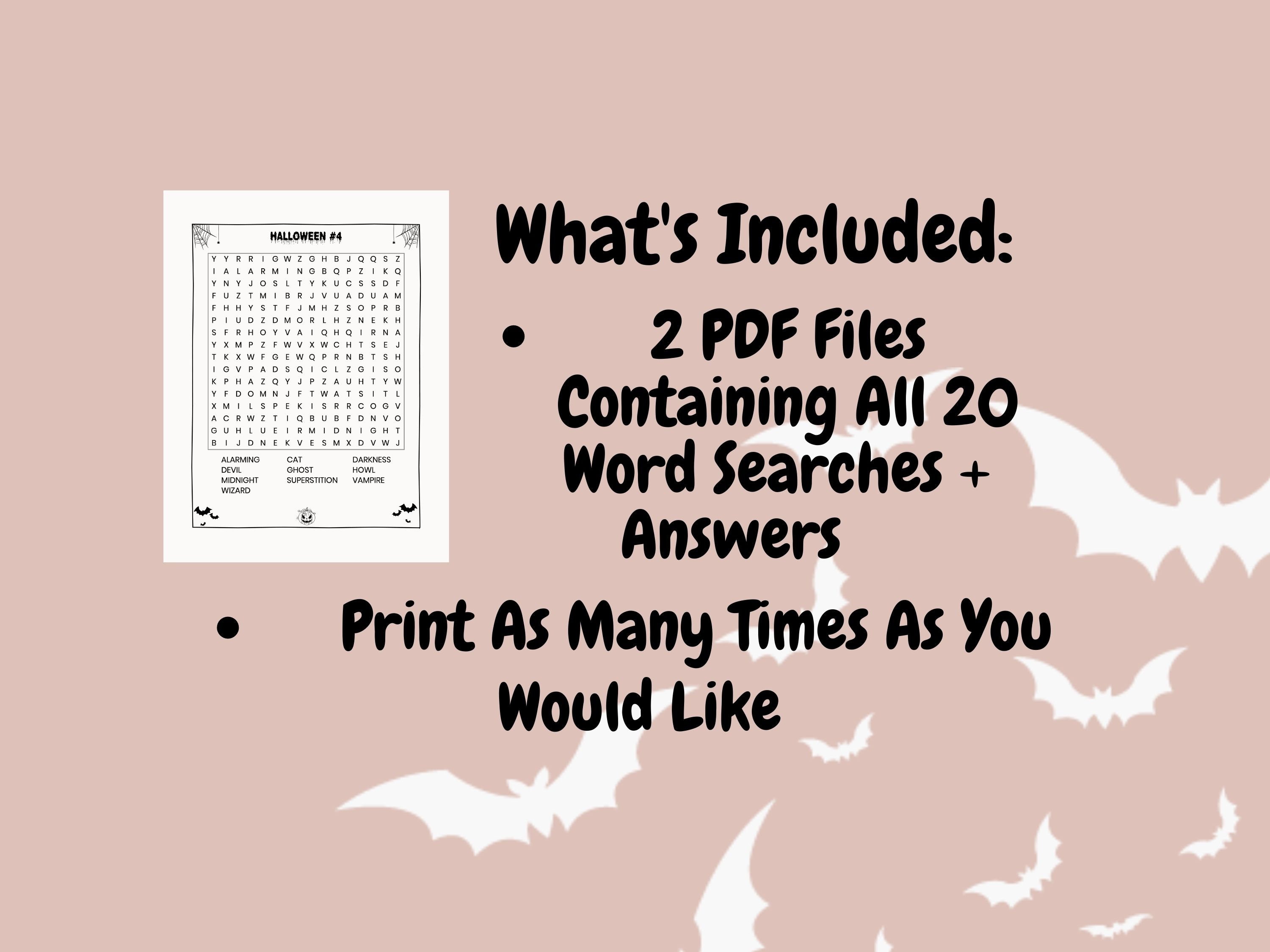 Word Search Puzzle Halloween Word Search Halloween Activity - Etsy