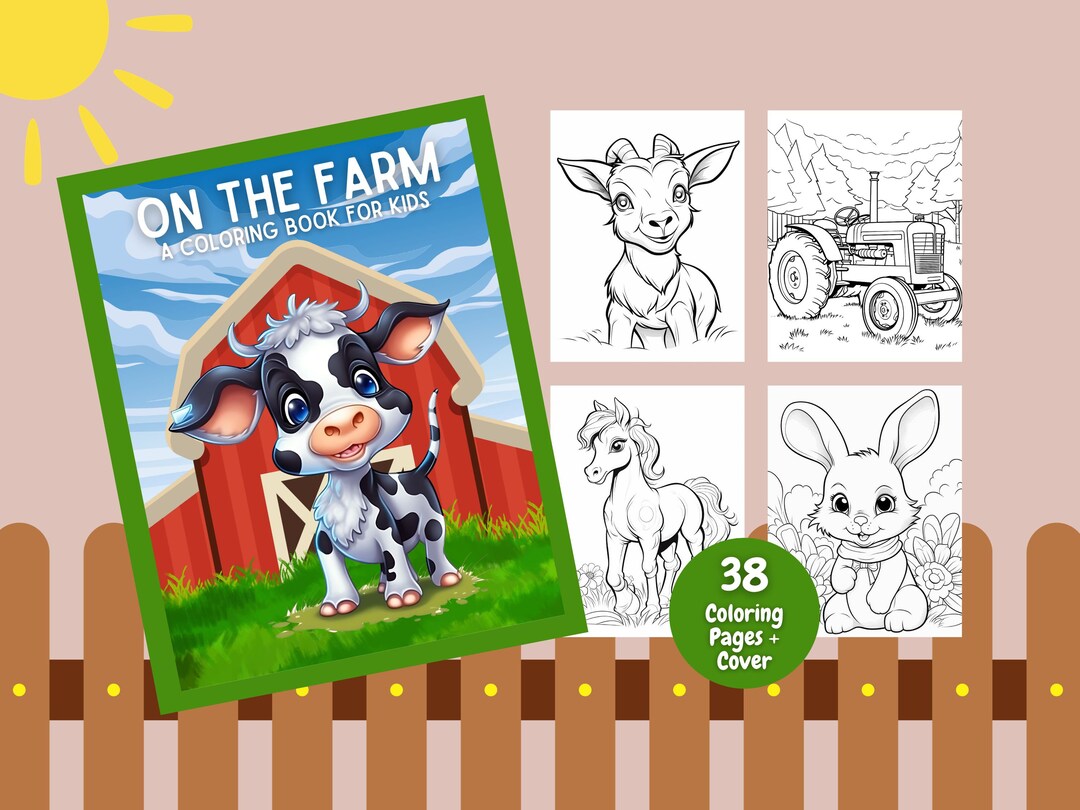 On the Farm A Coloring Book for Kids, Farm Animals, Tractor Coloring ...