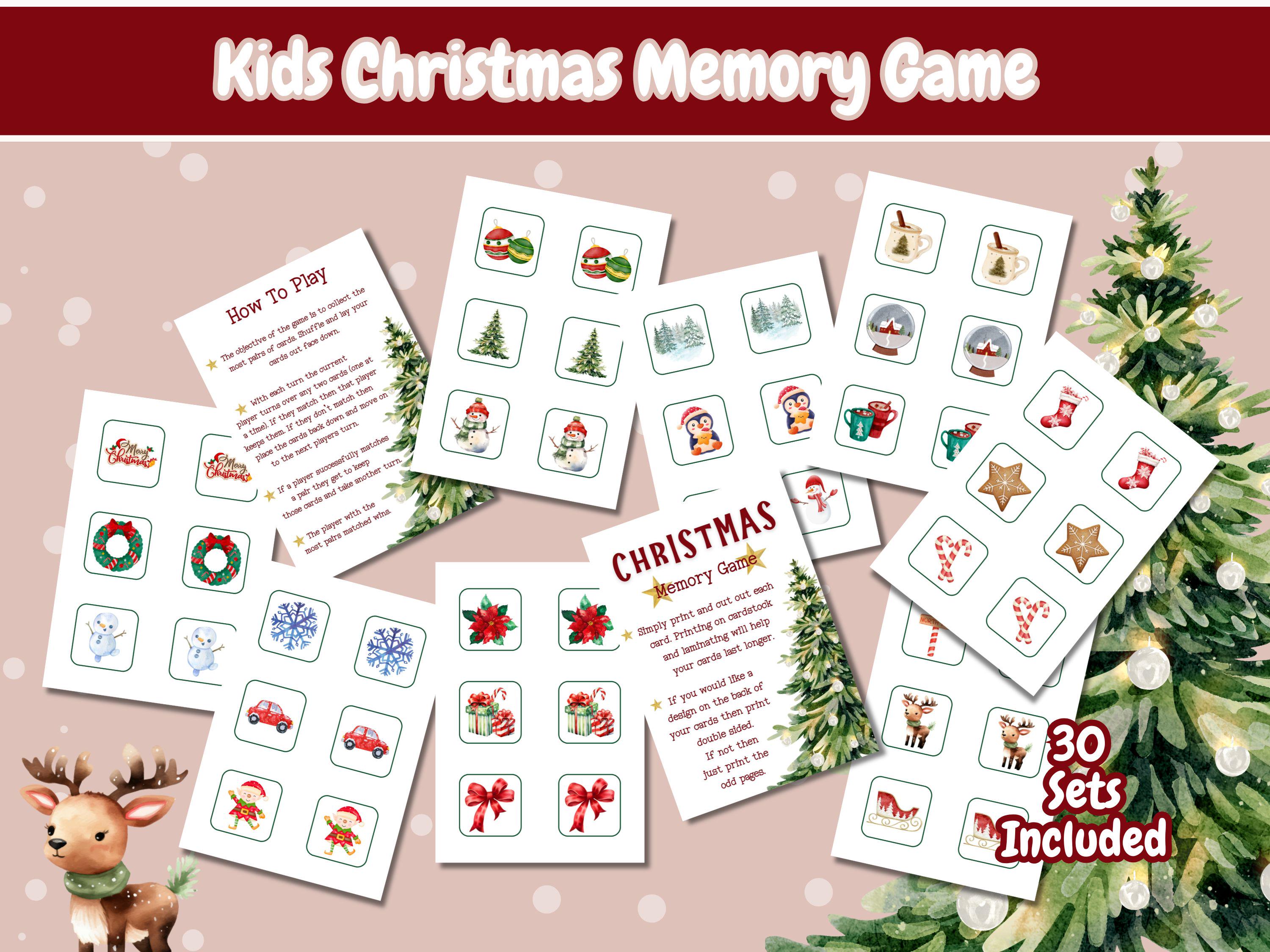 Kids Christmas Memory Game, Printable Christmas Matching Game ...