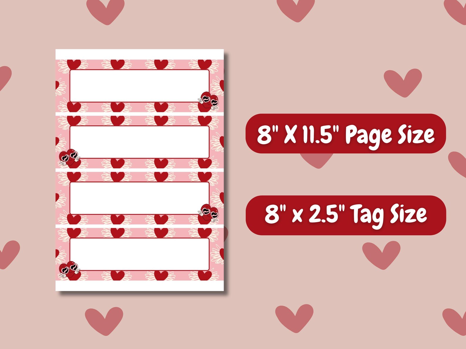 Valentines Name Tags, Desk Name Labels, Valentines DIY, Cute Hearts ...