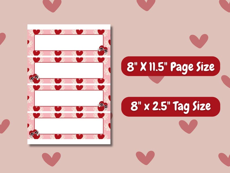 Valentines Name Tags, Desk Name Labels, Valentines DIY, Cute Hearts ...