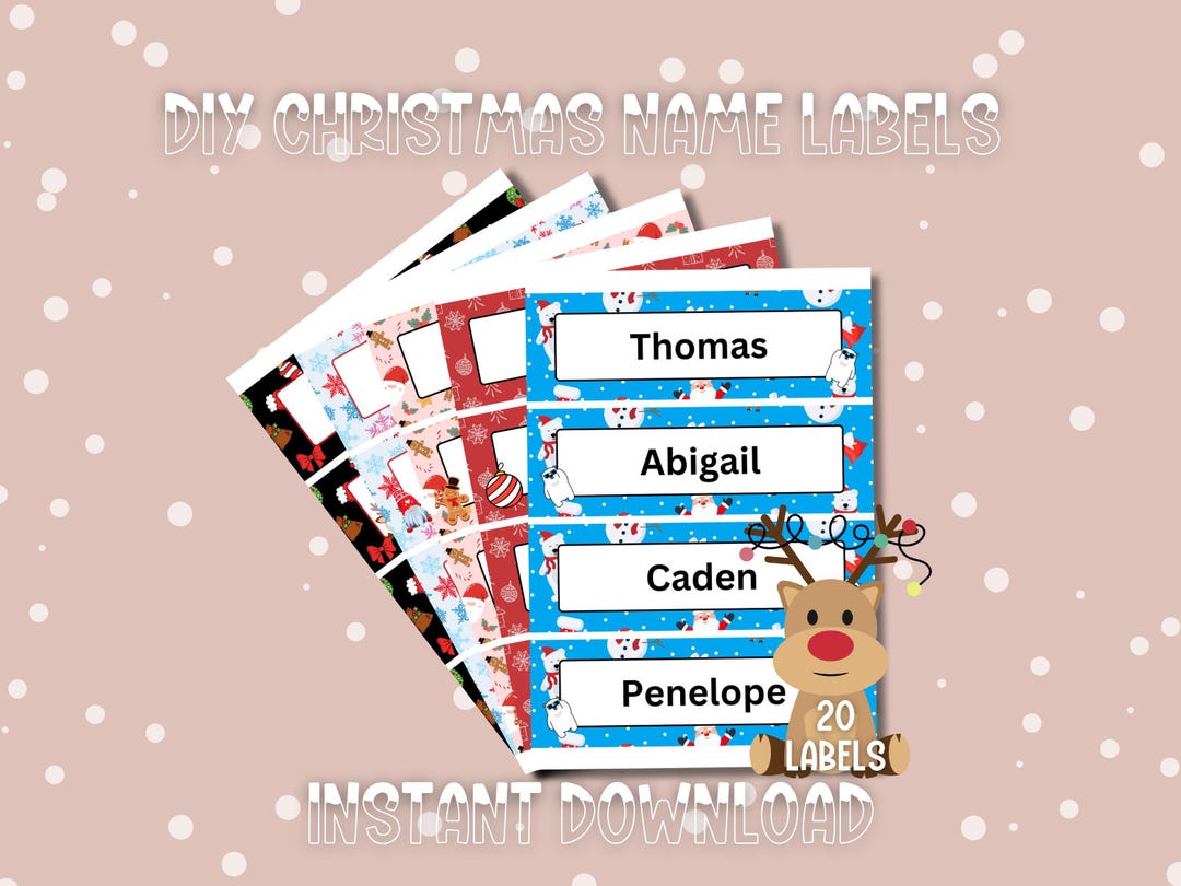 Christmas Name Tags, Desk Name Labels, Holiday DIY, Cute Santa Gnome ...