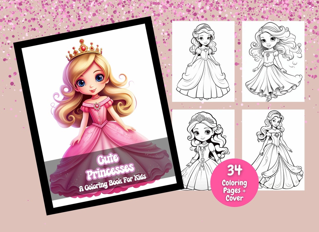 Cute Princess Coloring Book for Kids, Princess Coloring Pages, Kids ...