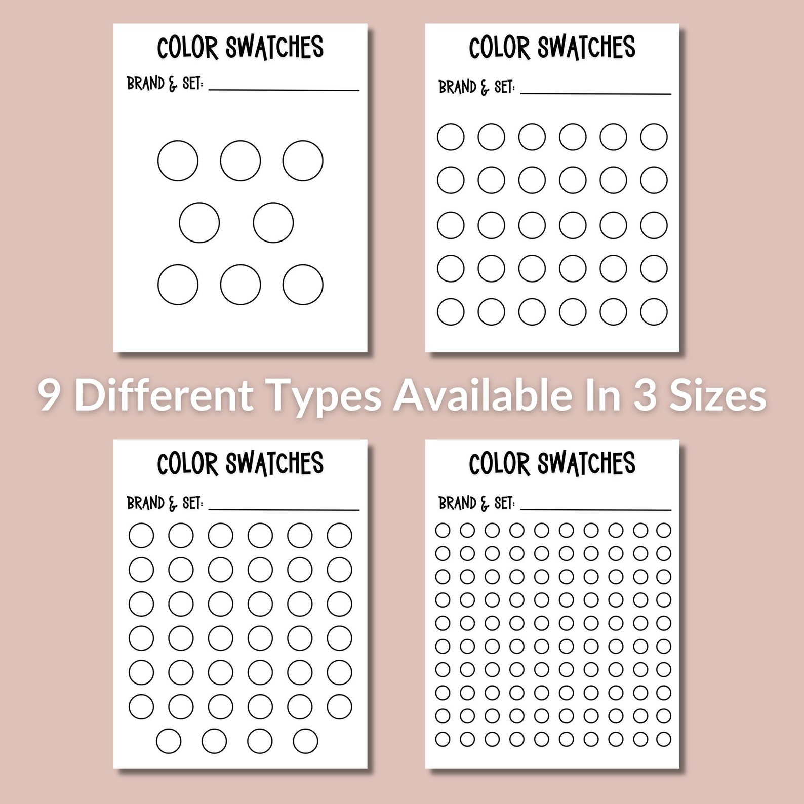 Color Swatch Chart Set, Printable Color Swatch Template, Blank Color ...