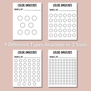 Color Swatch Chart Set, Printable Color Swatch Template, Blank Color ...