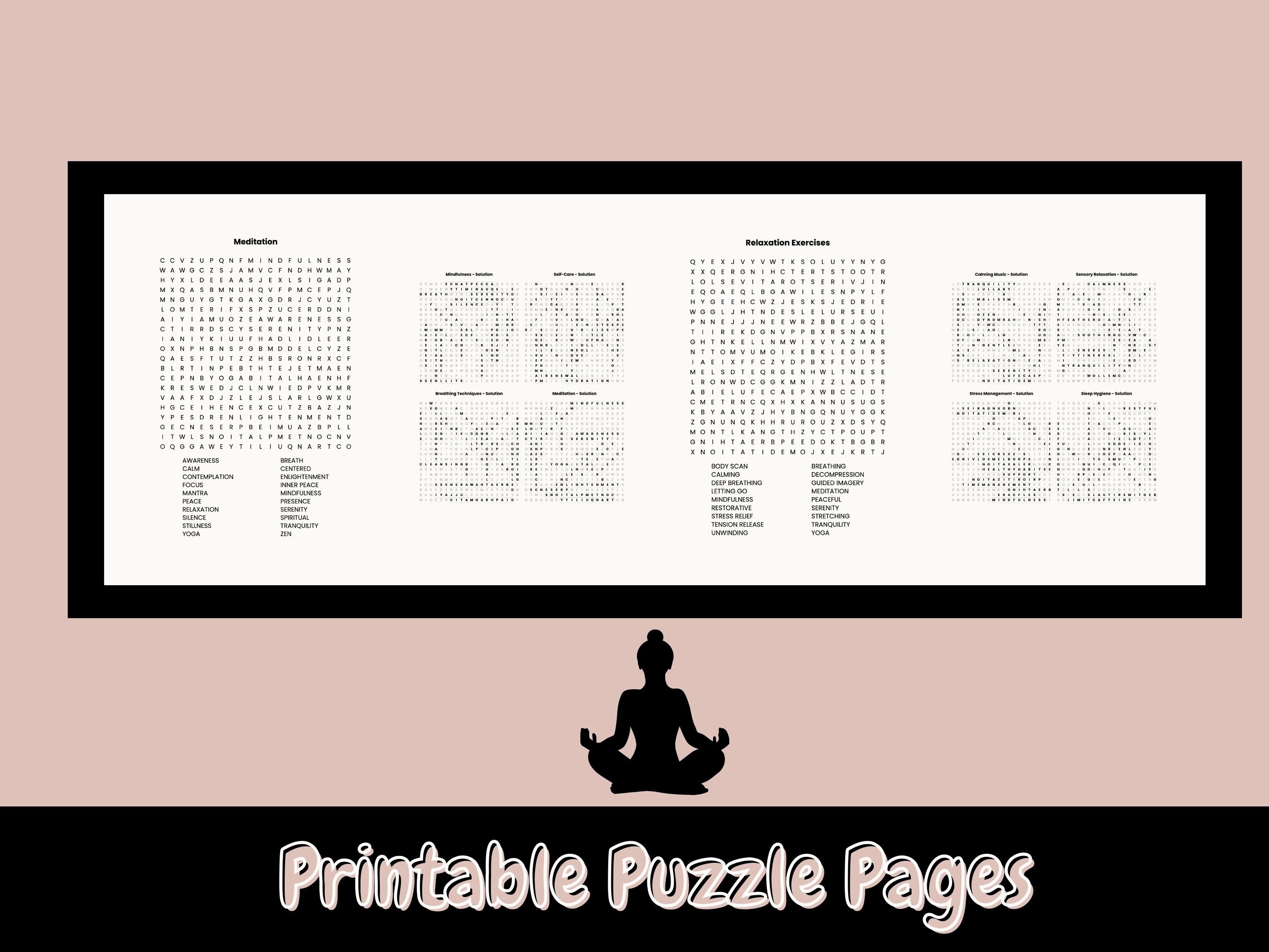 Anxiety and Stress Relief Word Search, Meditation, Word Search, Puzzles ...