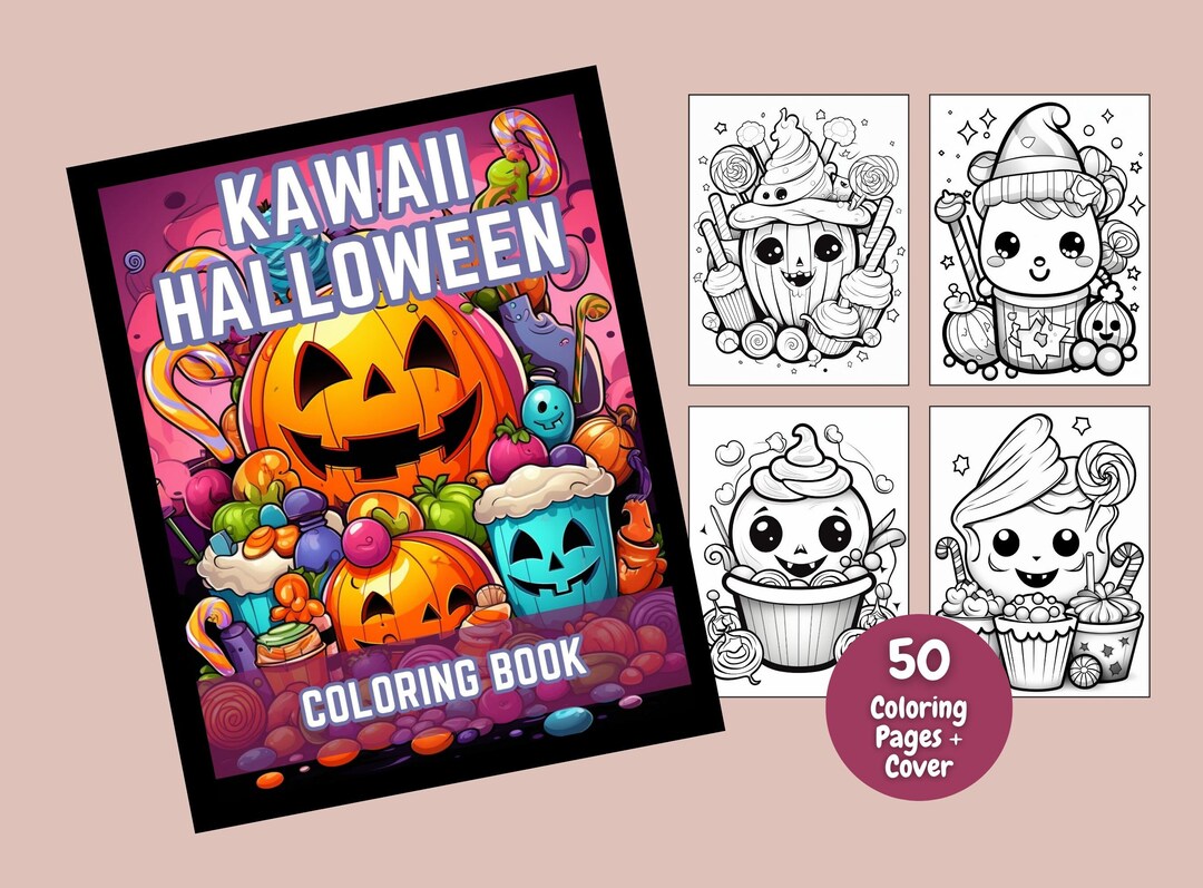 50 Kawaii Halloween Coloring Book, Kawaii, Coloring Books, Coloring ...