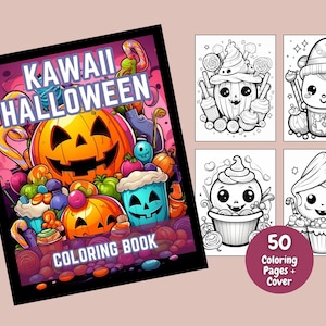 50 Kawaii Halloween Coloring Book, Kawaii, Coloring Books, Coloring ...