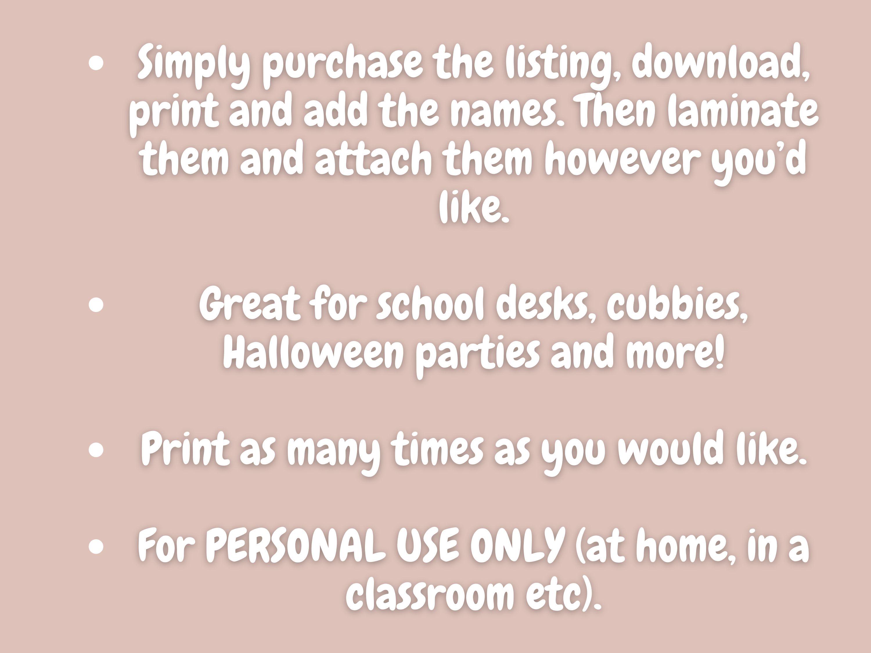 Halloween Name Tags, Desk Name Labels, Halloween DIY, Cute Ghost Bat ...