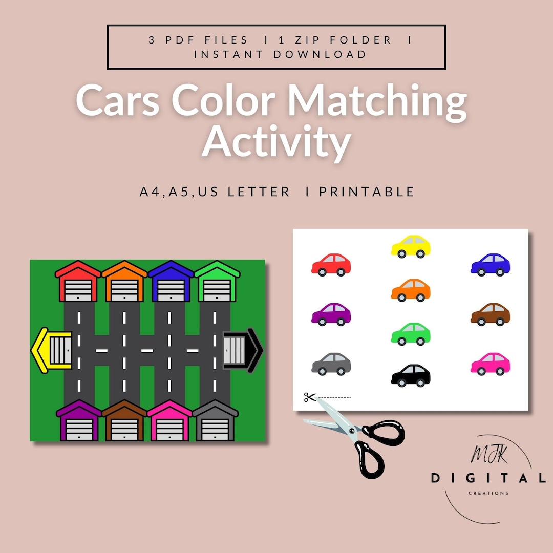 Cars Color Matching Game, Preschool Activity, Homeschool Worksheet ...
