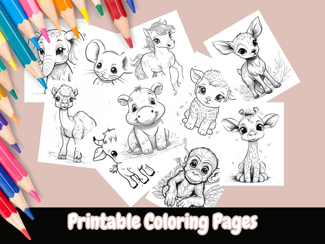 Cute Baby Animal Coloring Pages, Kids Coloring Pages, Printable ...