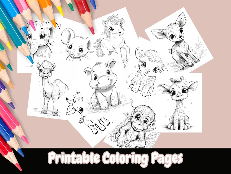 Cute Baby Animal Coloring Pages, Kids Coloring Pages, Printable ...