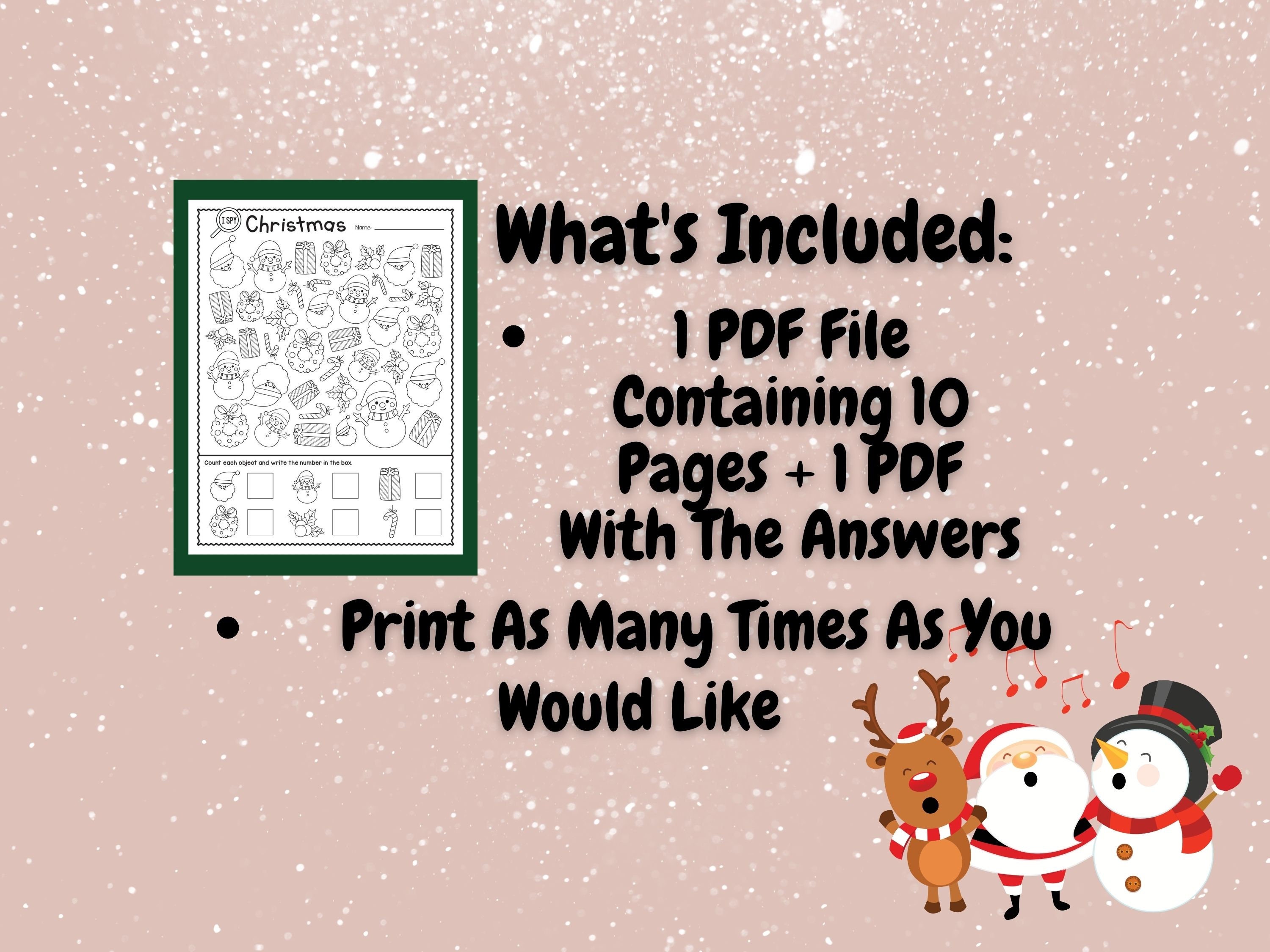 Christmas I Spy Activity for Kids, Kids Christmas Activity, Christmas ...