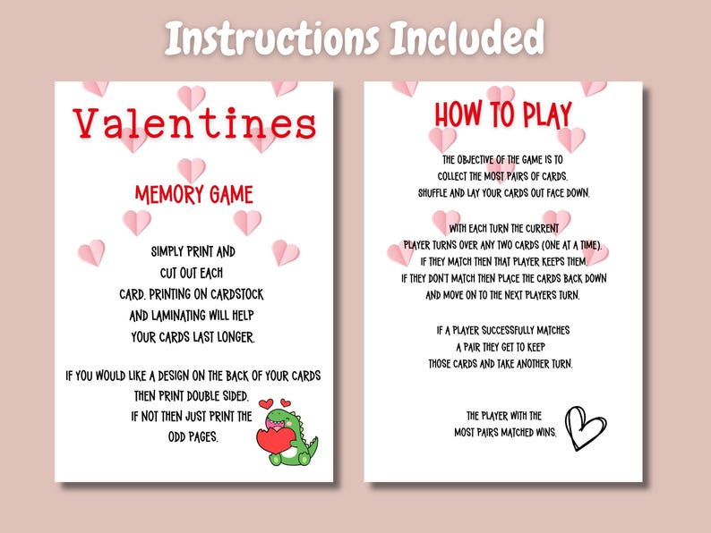 Kids Valentines Memory Game, Printable Valentines Matching Game ...