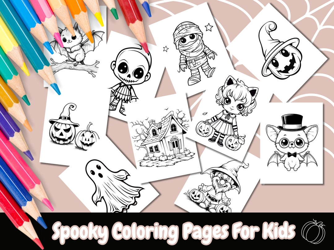 52 Halloween Coloring Pages, Kids Activity, Coloring Book, Halloween ...