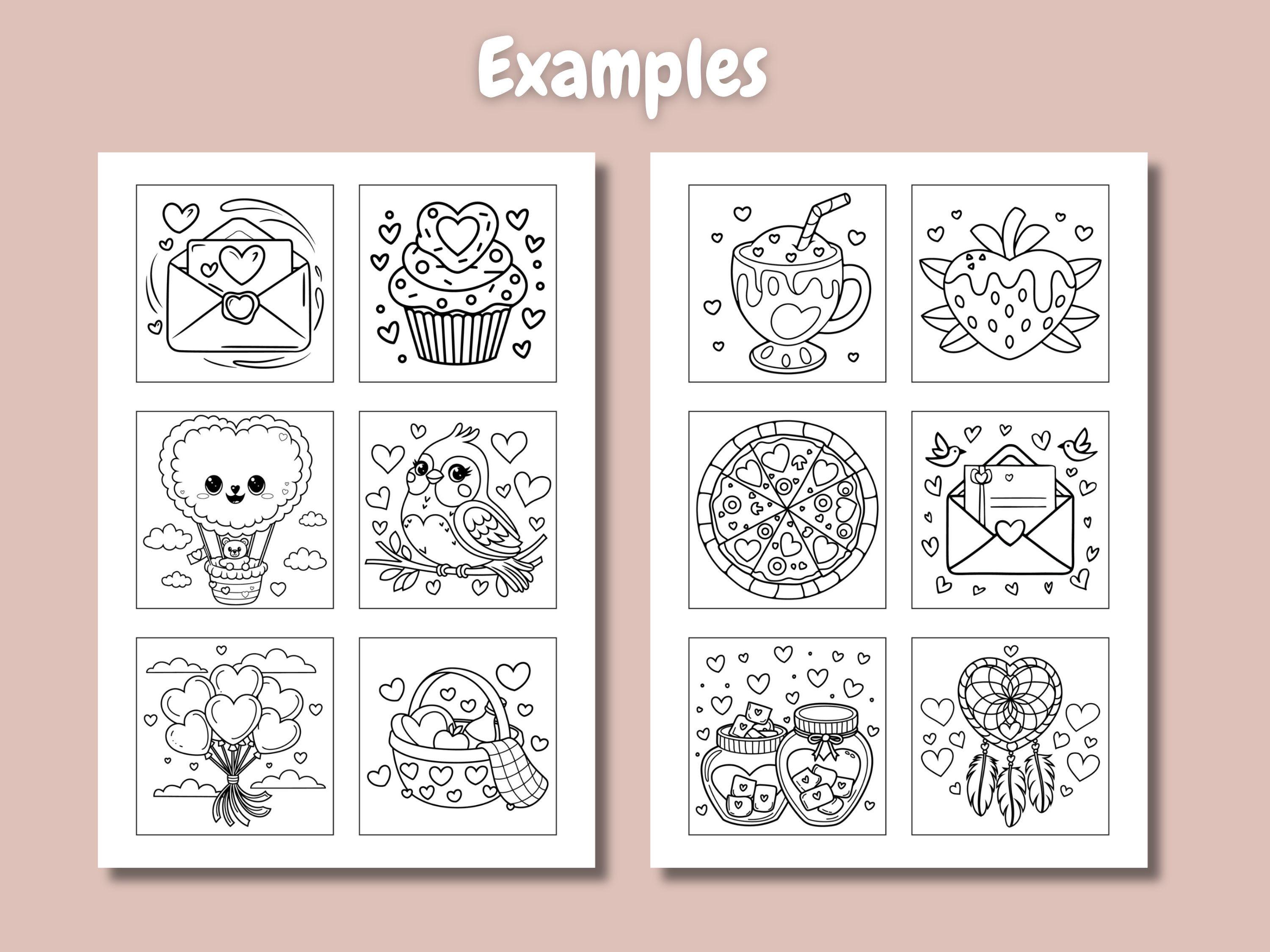 Bold and Easy Tiny Valentines Coloring Pages, 93 Mini Designs, Kids and ...