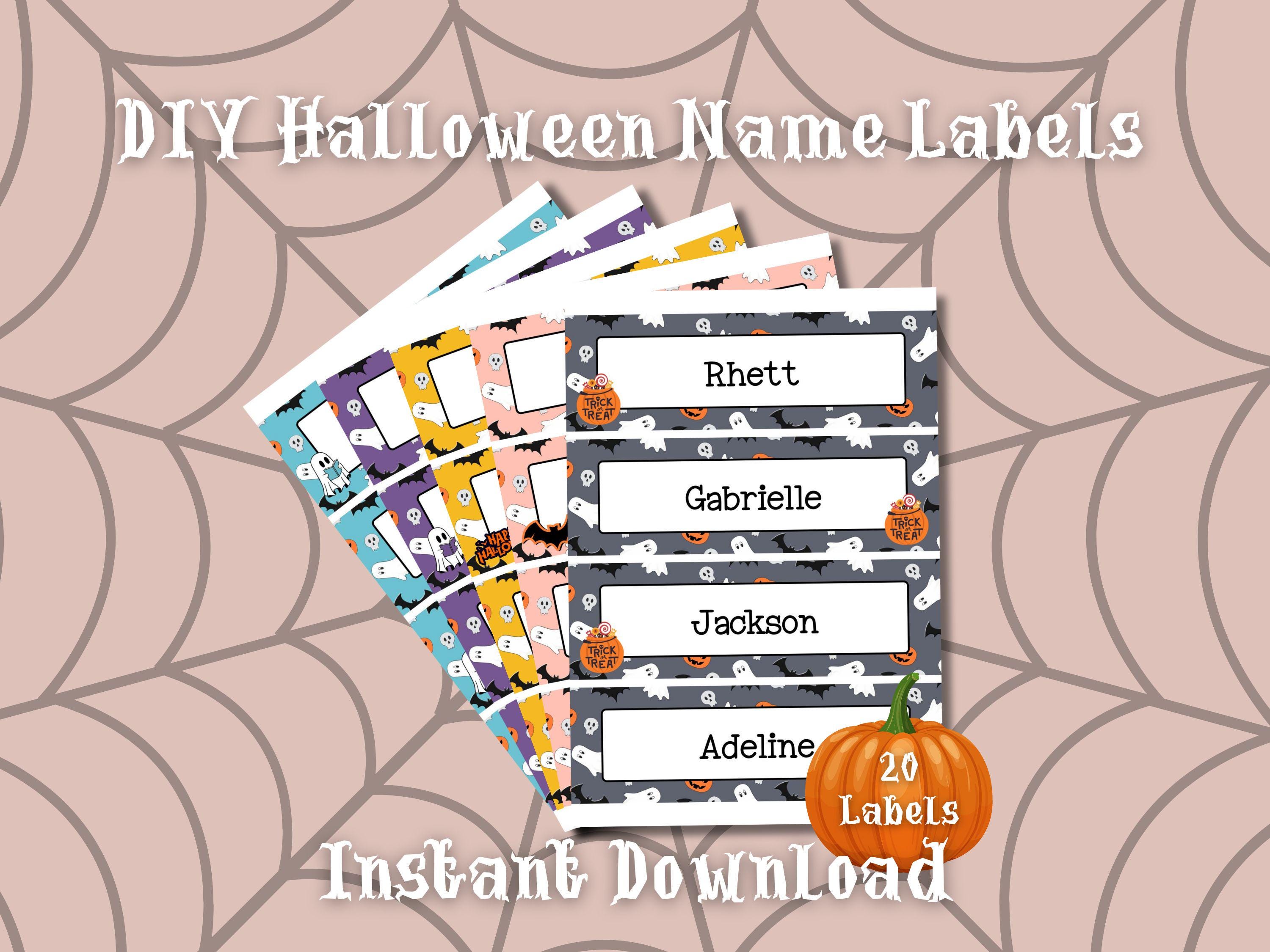 Halloween Name Tags, Desk Name Labels, Halloween DIY, Cute Ghost Bat ...