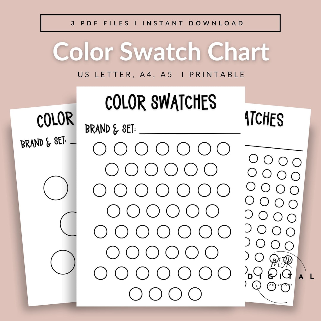 Color Swatch Chart Set, Printable Color Swatch Template, Blank Color ...