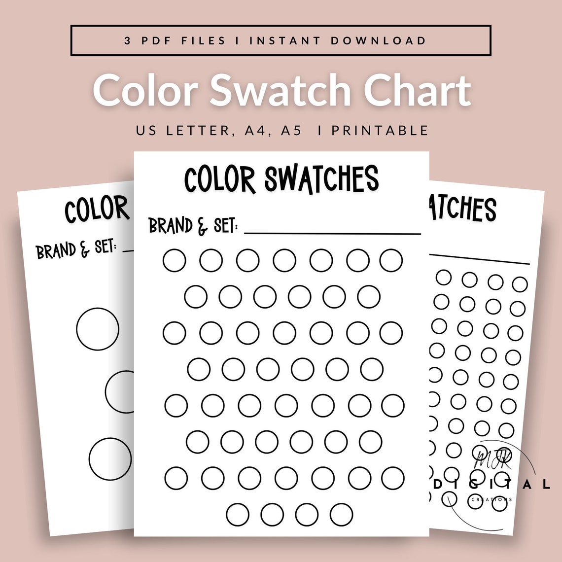 Color Swatch Chart Set, Printable Color Swatch Template, Blank Color ...