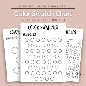 Color Swatch Chart Set, Printable Color Swatch Template, Blank Color ...