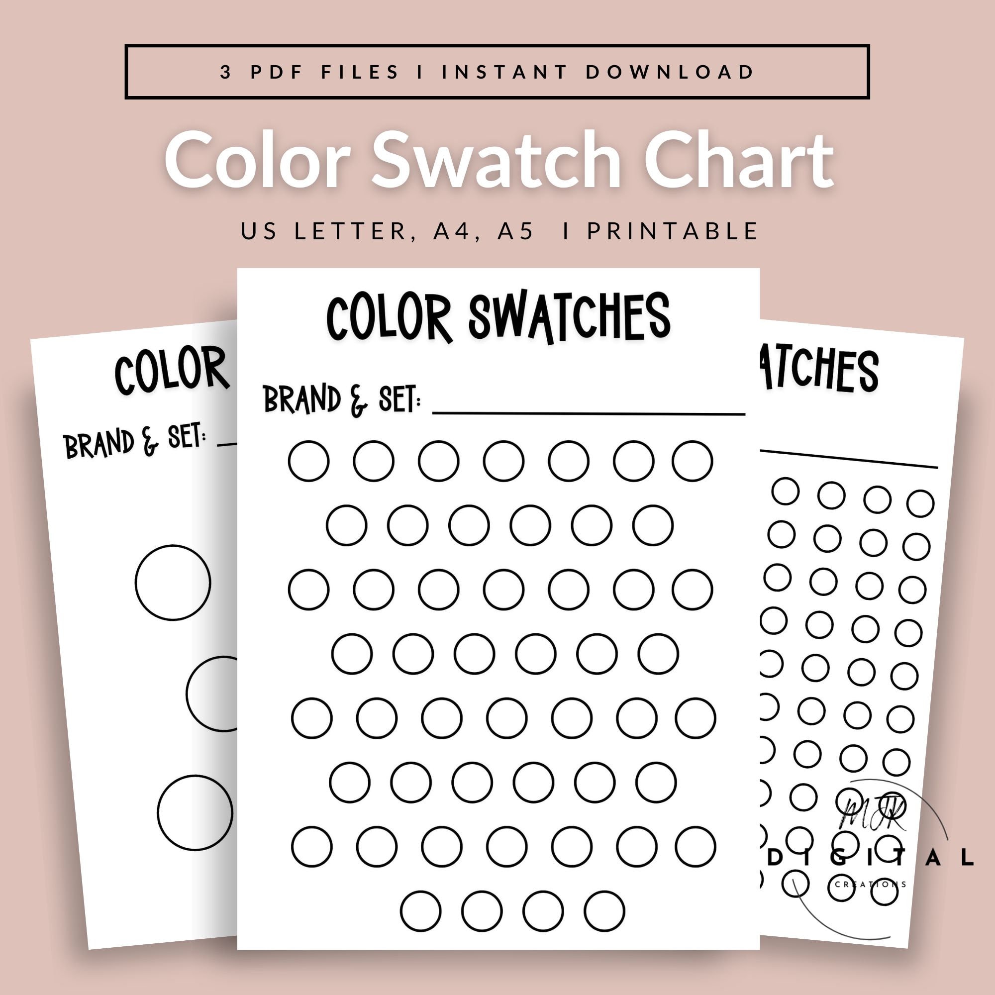Color Swatch Chart Set, Printable Color Swatch Template, Blank Color ...