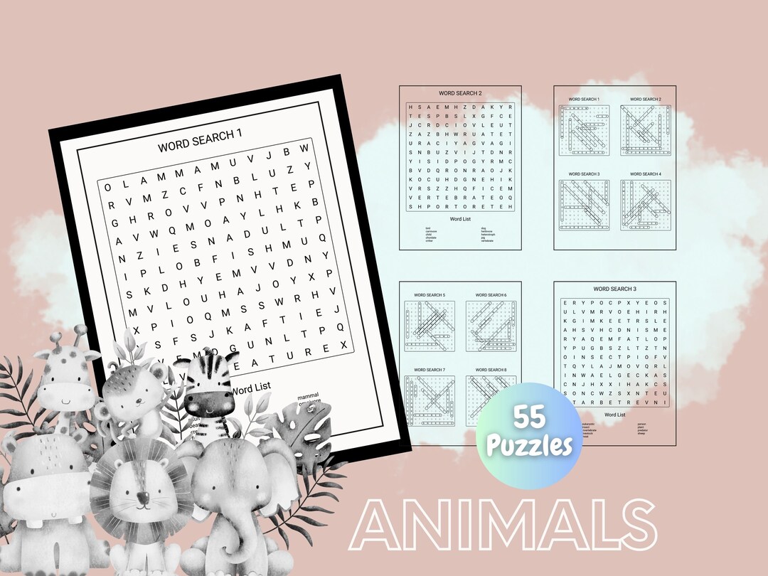 Animal Word Search for Kids, Word Search Puzzles, Puzzles for Kids ...