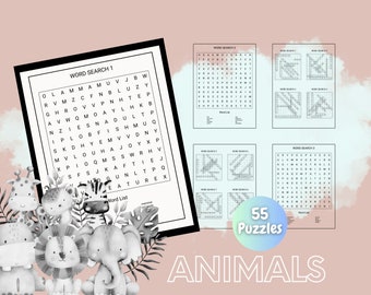 Animal Word Search Puzzle - Etsy