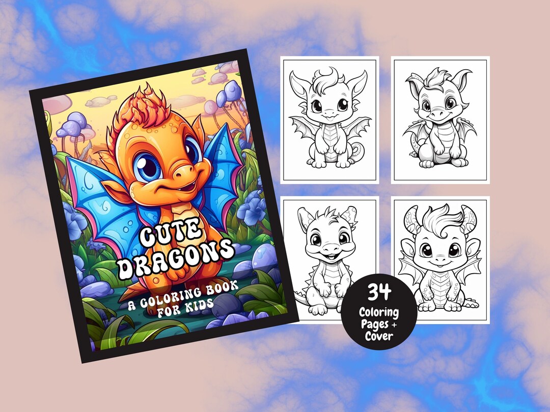 Cute Dragons Coloring Book for Kids, Dragons, Fantasy Coloring ...