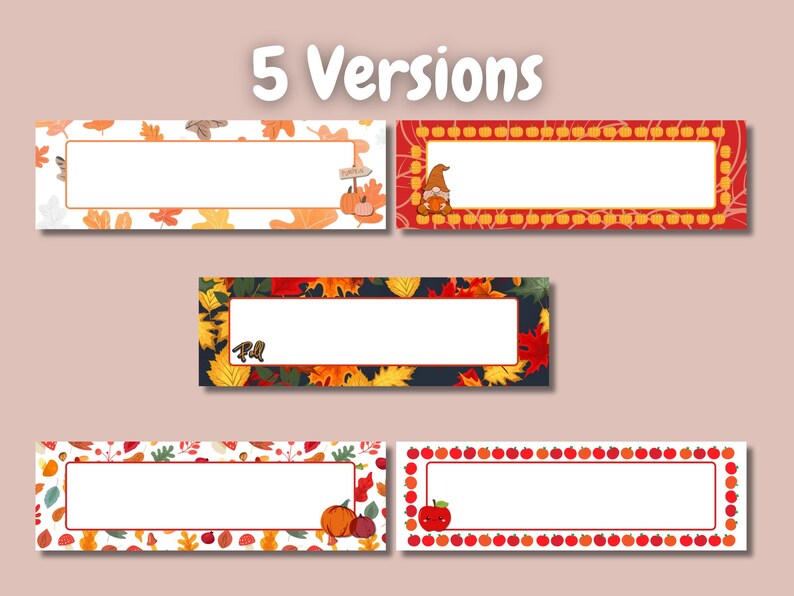 Fall Name Tags, Desk Name Labels, Fall DIY, Leaves Apples Pumpkins ...