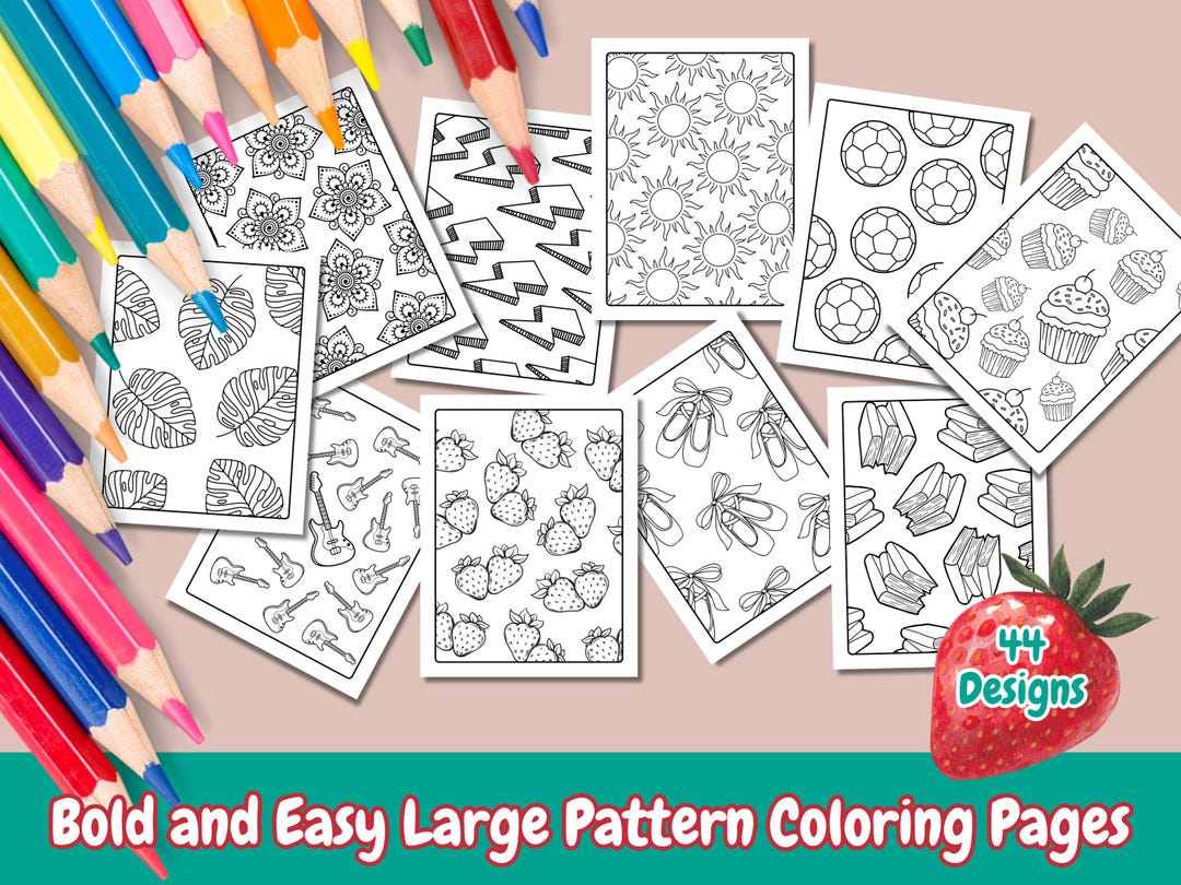 Bold and Easy Large Pattern Coloring Pages, 44 Designs, Kids and Adult ...