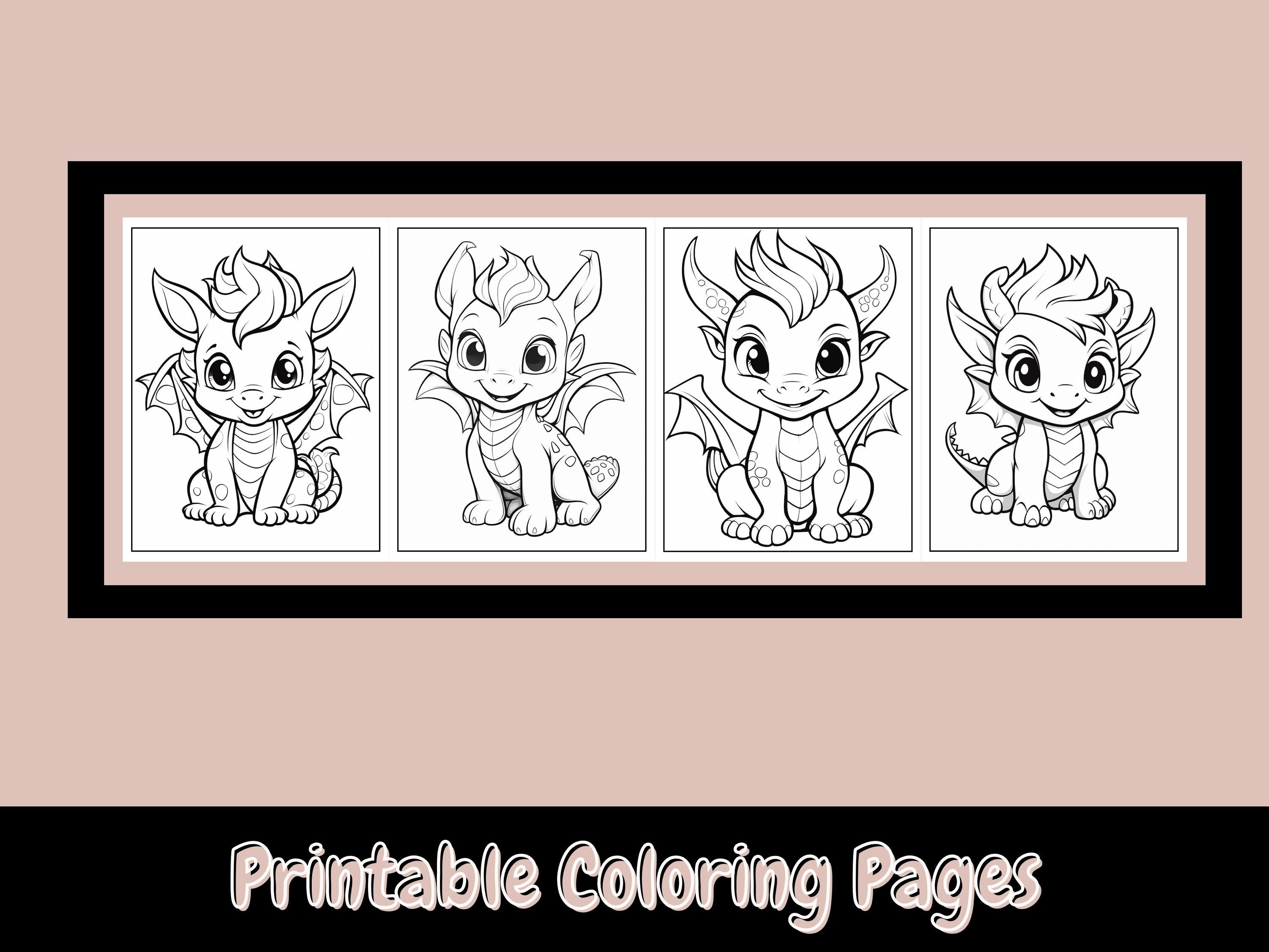 Cute Dragons Coloring Book for Kids, Dragons, Fantasy Coloring ...