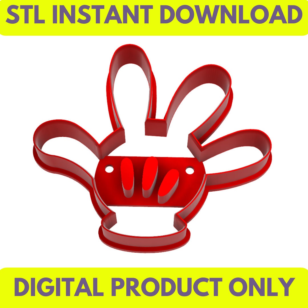 Mickey Mouse Detailed Hand Cookie Cutter STL File - Digital Download - Etsy
